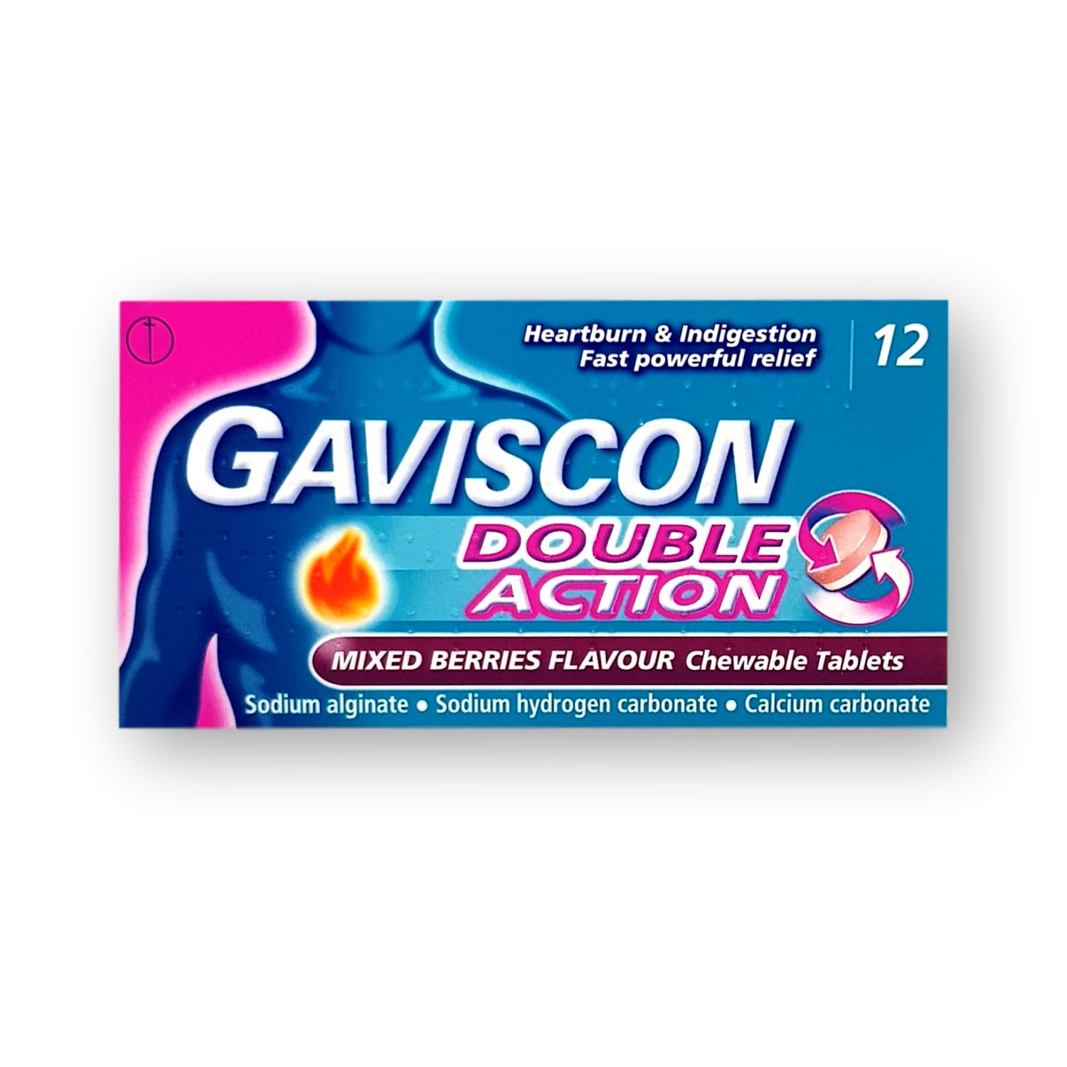 Gaviscon Double Action Mixed Berries Flavour Chewable Tablets 12’s ...