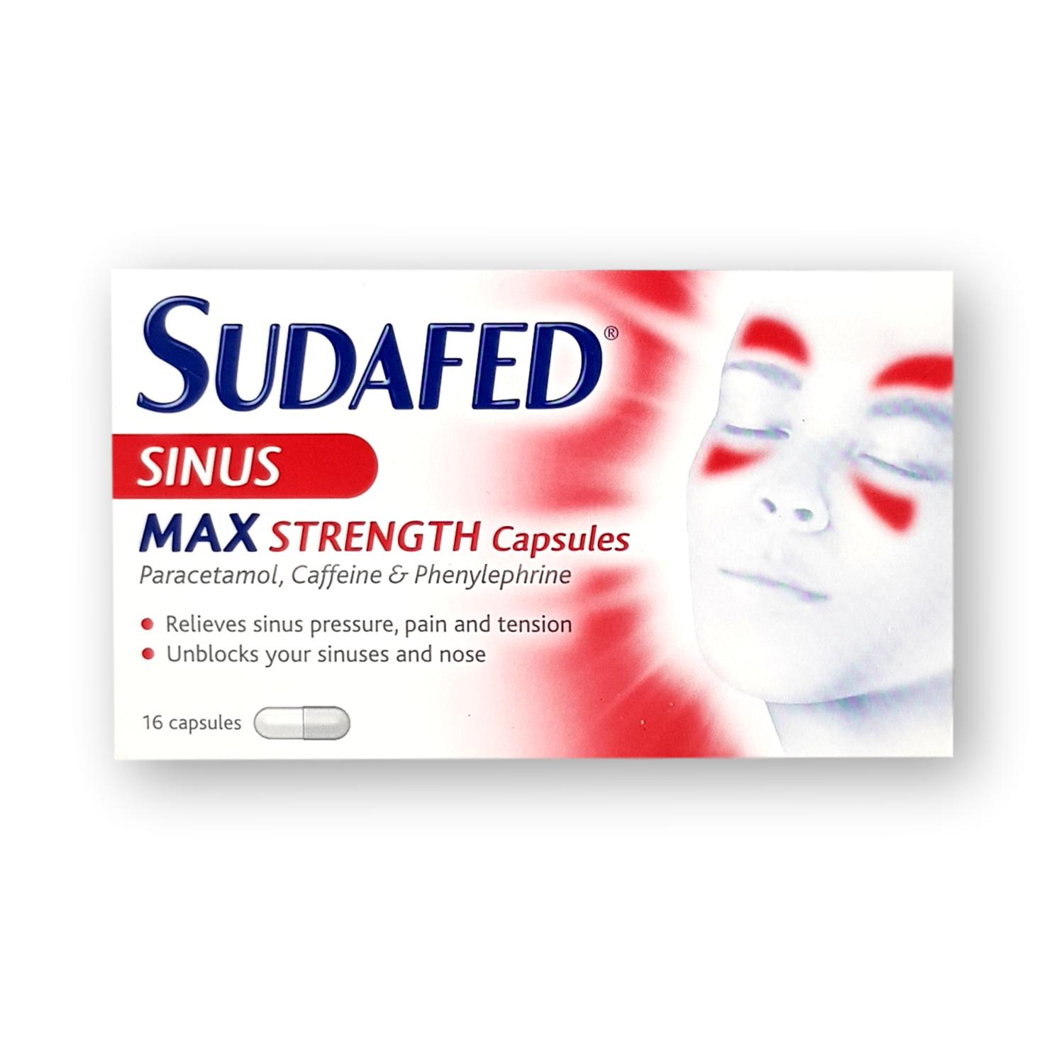 Sudafed Sinus Max Strength Capsules 16’s – Welfare Pharmacy UK